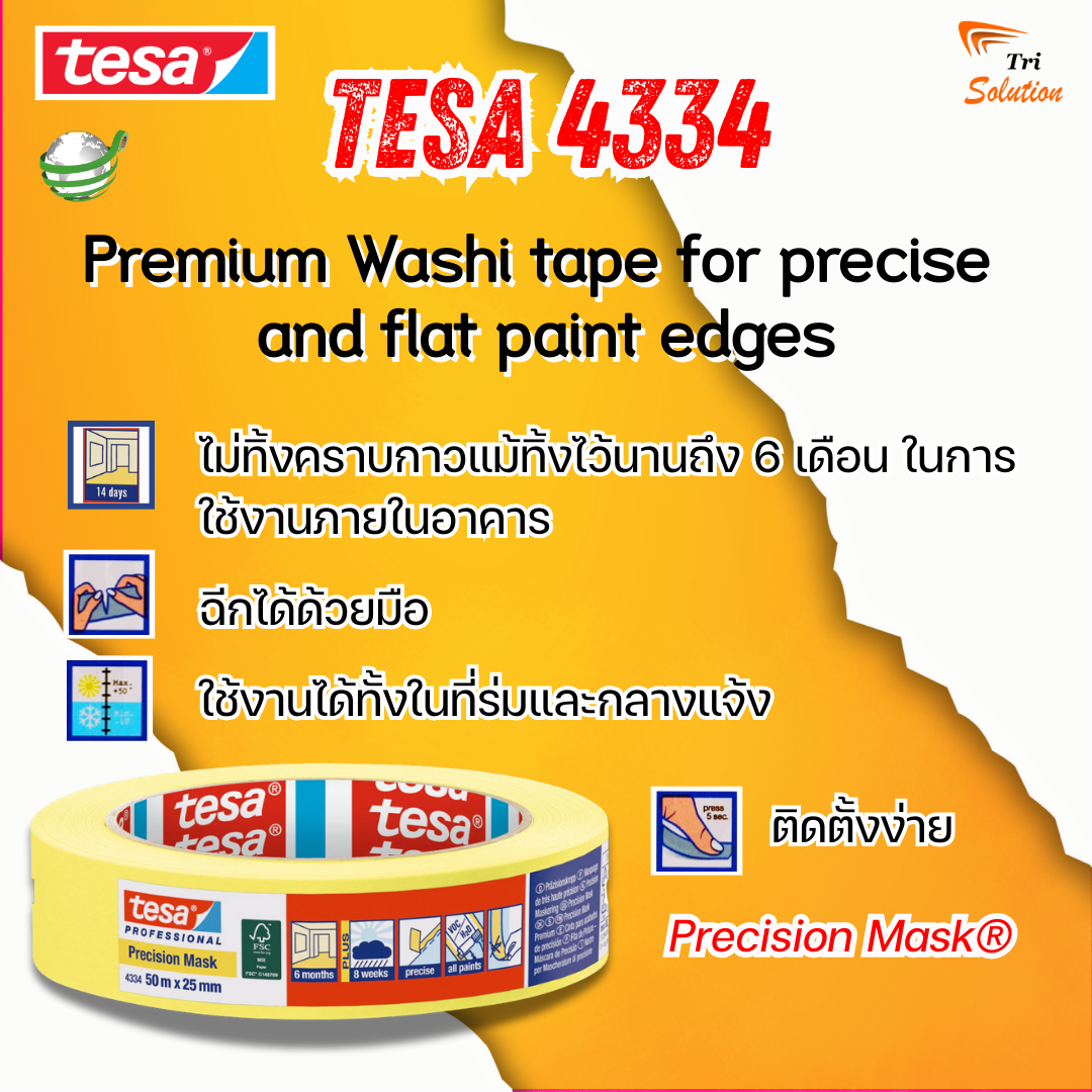 tesa 4334 เทปกาวพ่นสี เทปกาวไม่ทิ้งคราบ, Professional Precision Mask ...