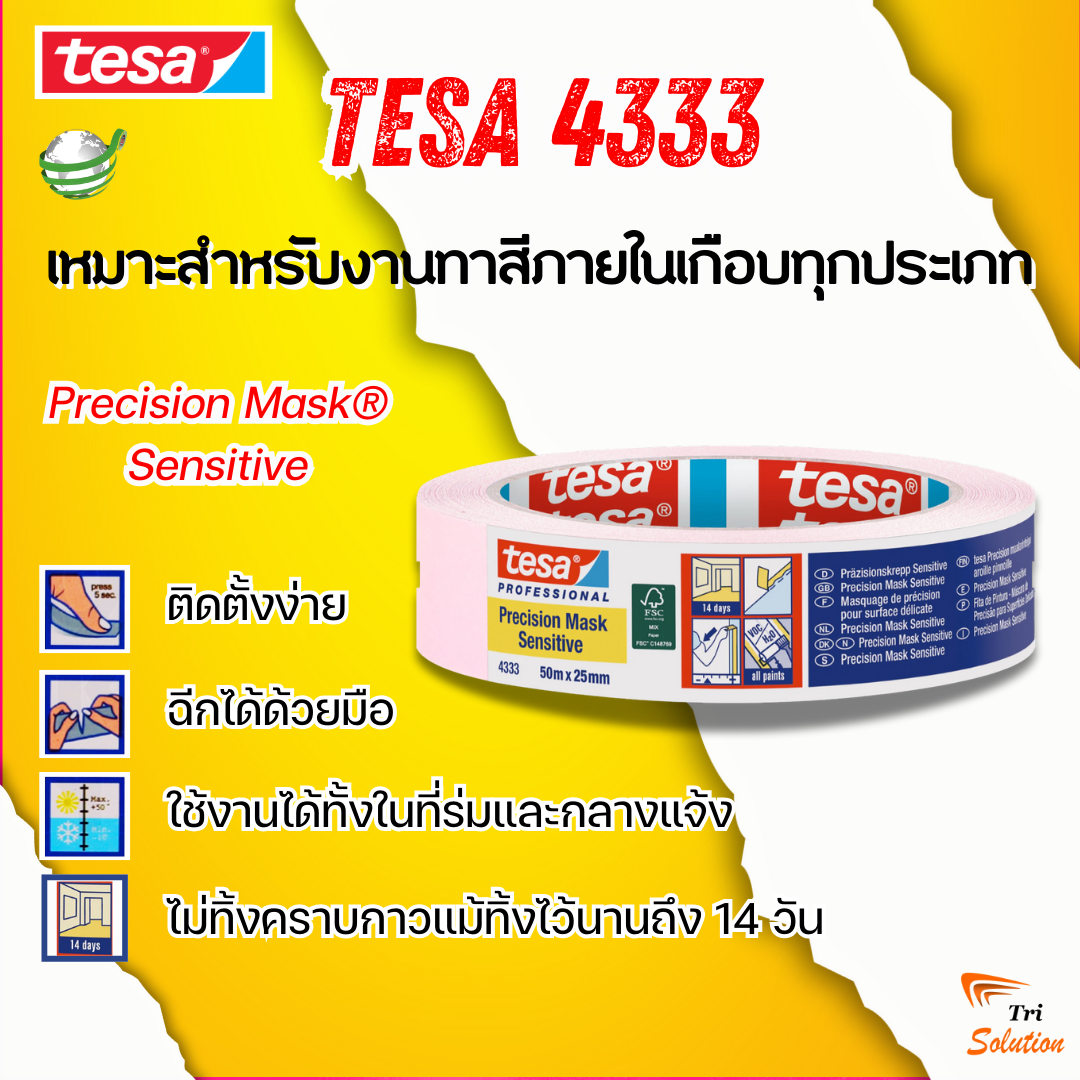 tesa 4333, Pink Precision Mask® Sensitive, เทปกาวกระดาษเกรดสูงสำหรับขอบ ...
